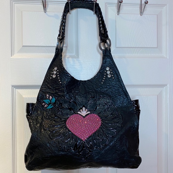 Kippys | Bags | Authentic Kippys Swarovski Leather Handbag Euc | Poshmark